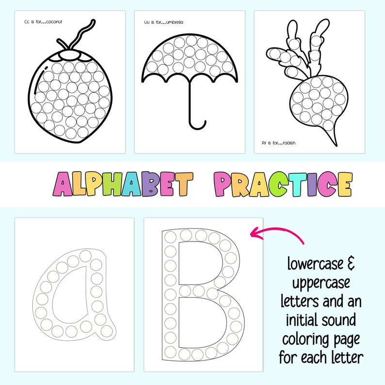 Alphabet Dot Marker Worksheets A-Z - Lowercase & Uppercase Alphabet Dot ...