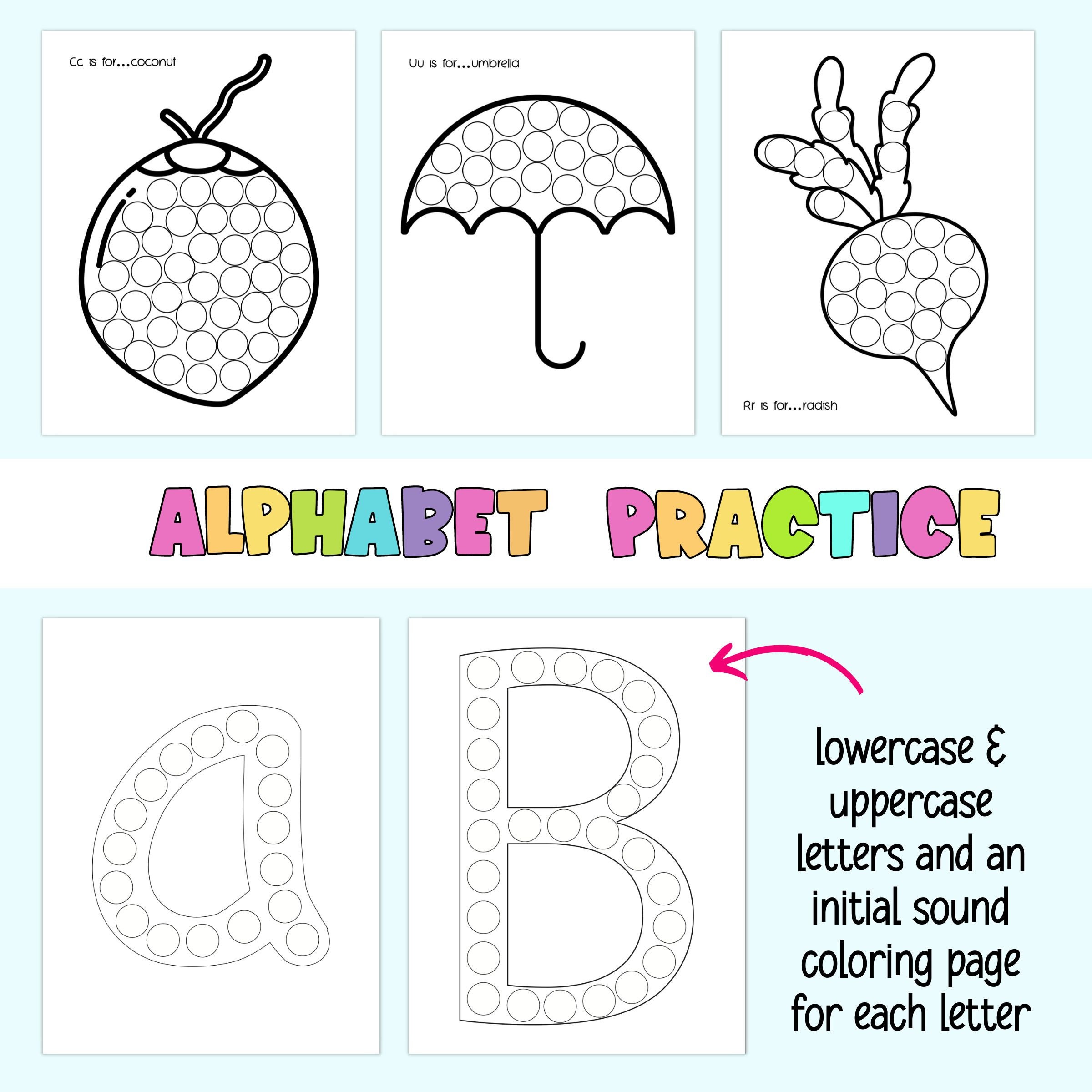 Alphabet Dot Marker Worksheets A-Z - Lowercase & Uppercase Alphabet Dot ...