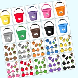 Fall Color Sorting Activity - Printable Color Sorting Buckets - Fall ...