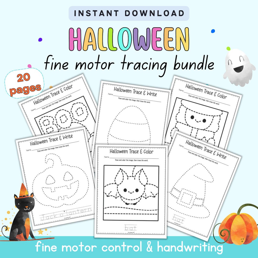 Halloween Fine Motor Tracing Pages With Handwriting Practice ...