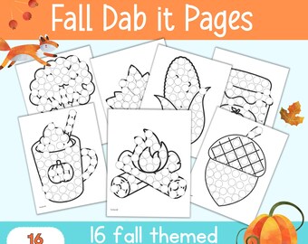 Fall Dot Marker Coloring Pages Printable Dot Markers Activity Dab It ...