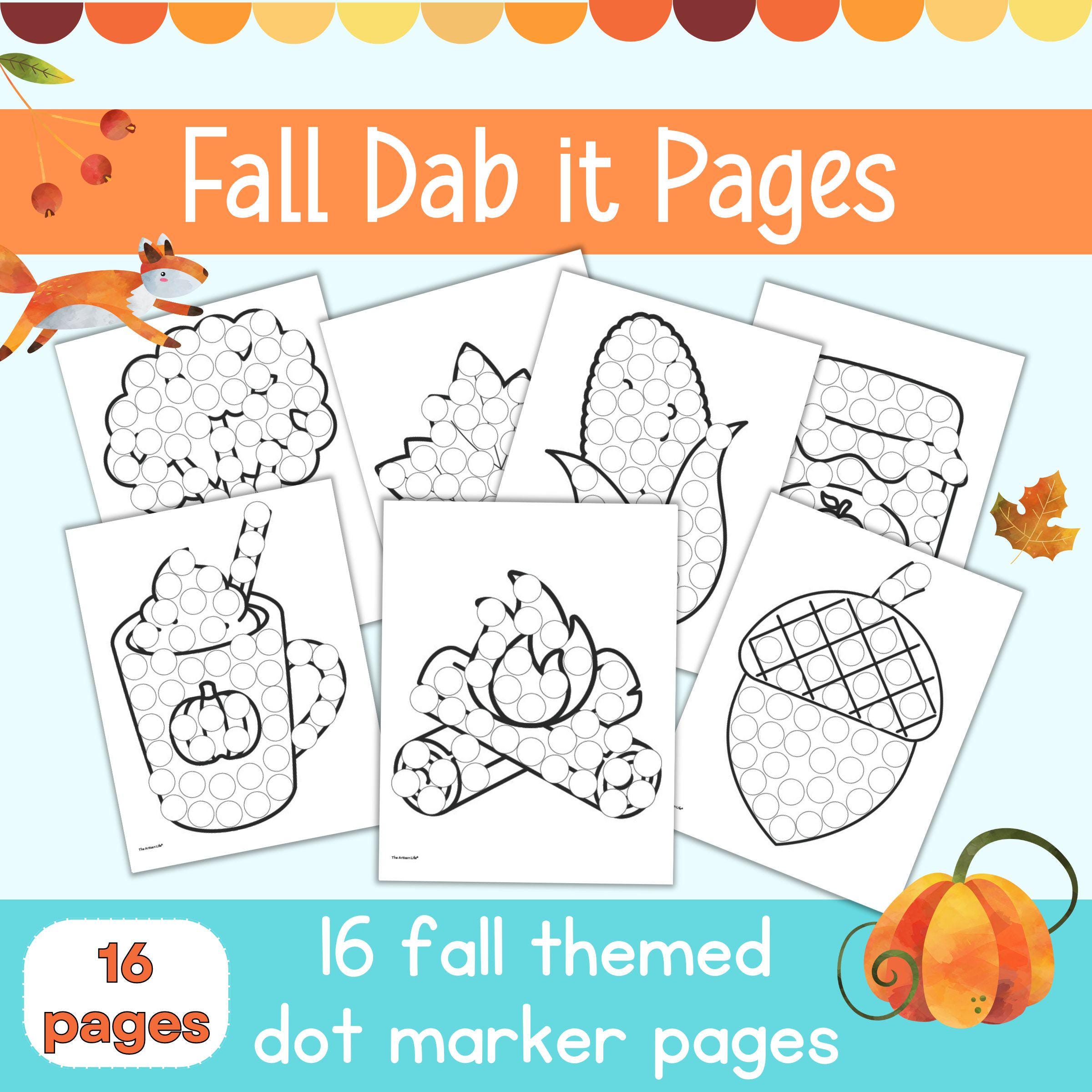 Fall Dot Marker Coloring Pages - Dot It Markers Activity for Fall - Dab ...