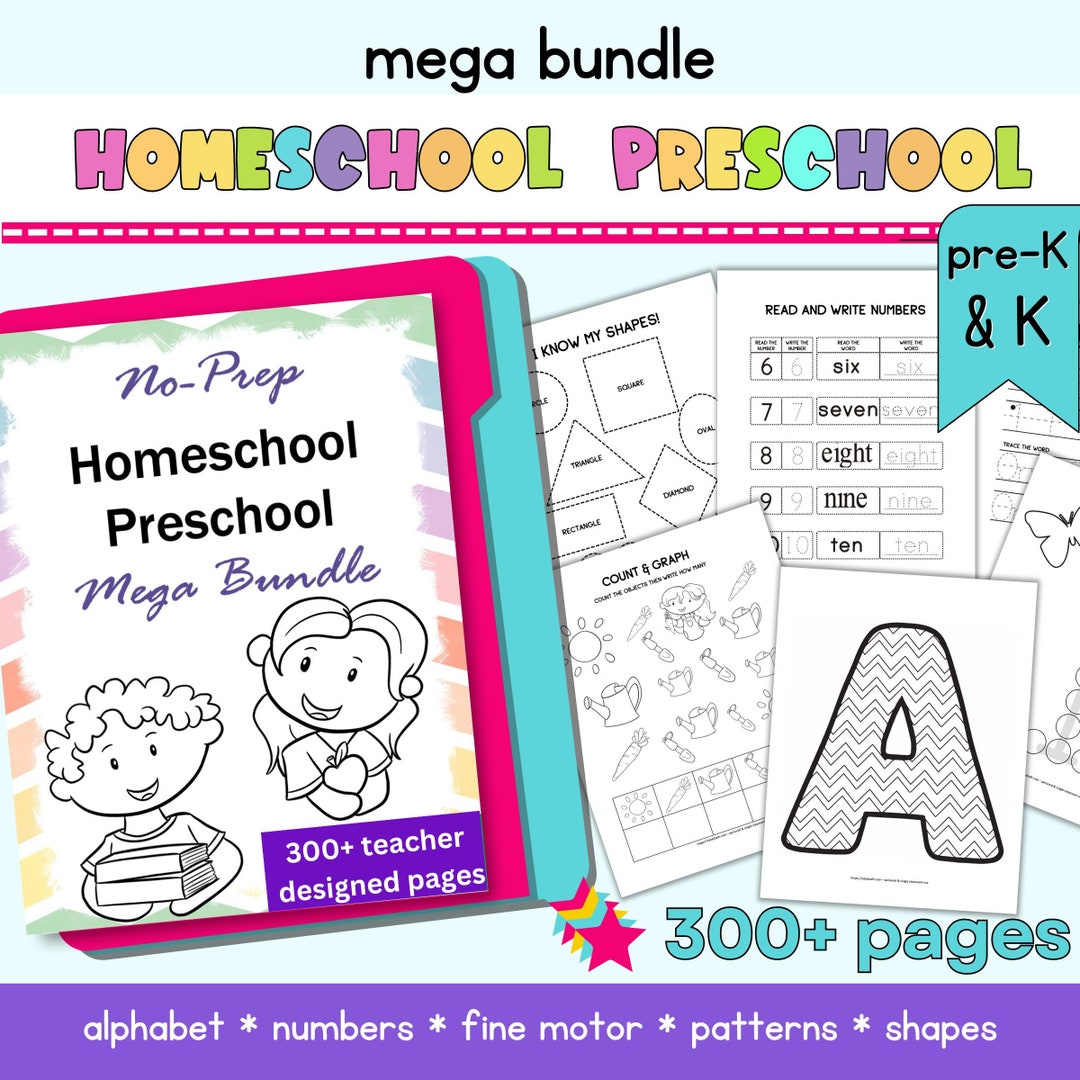 Homeschool Preschool Activity Bundle - 300+ Preschool Worksheet Pages ...