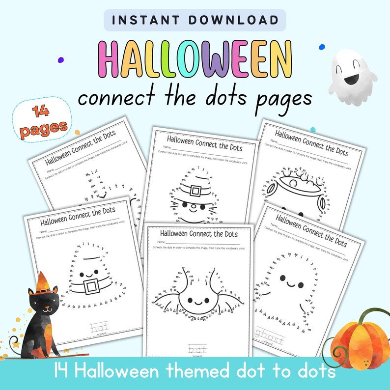 Halloween Connect the Dots Worksheets - Halloween Dot to Dots for ...