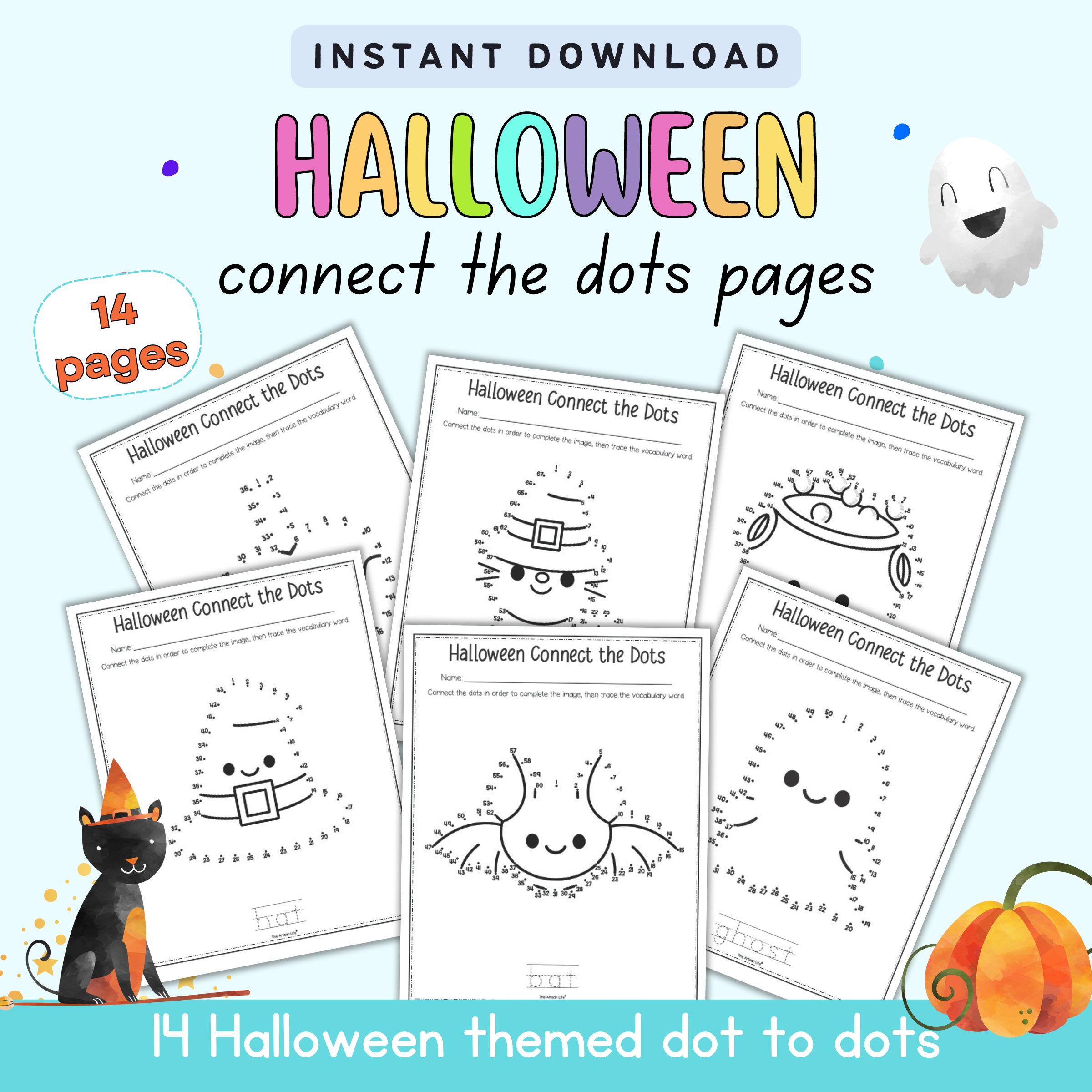 Halloween Connect the Dots Worksheets - Halloween Dot to Dots for ...