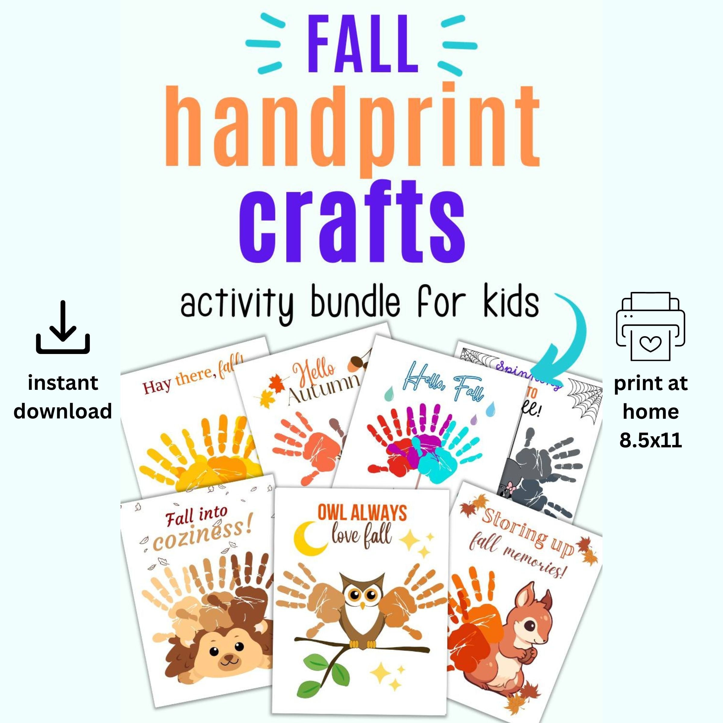 Fall Handprint Craft Printable Bundle - 20 Handprint Crafts for Autumn ...