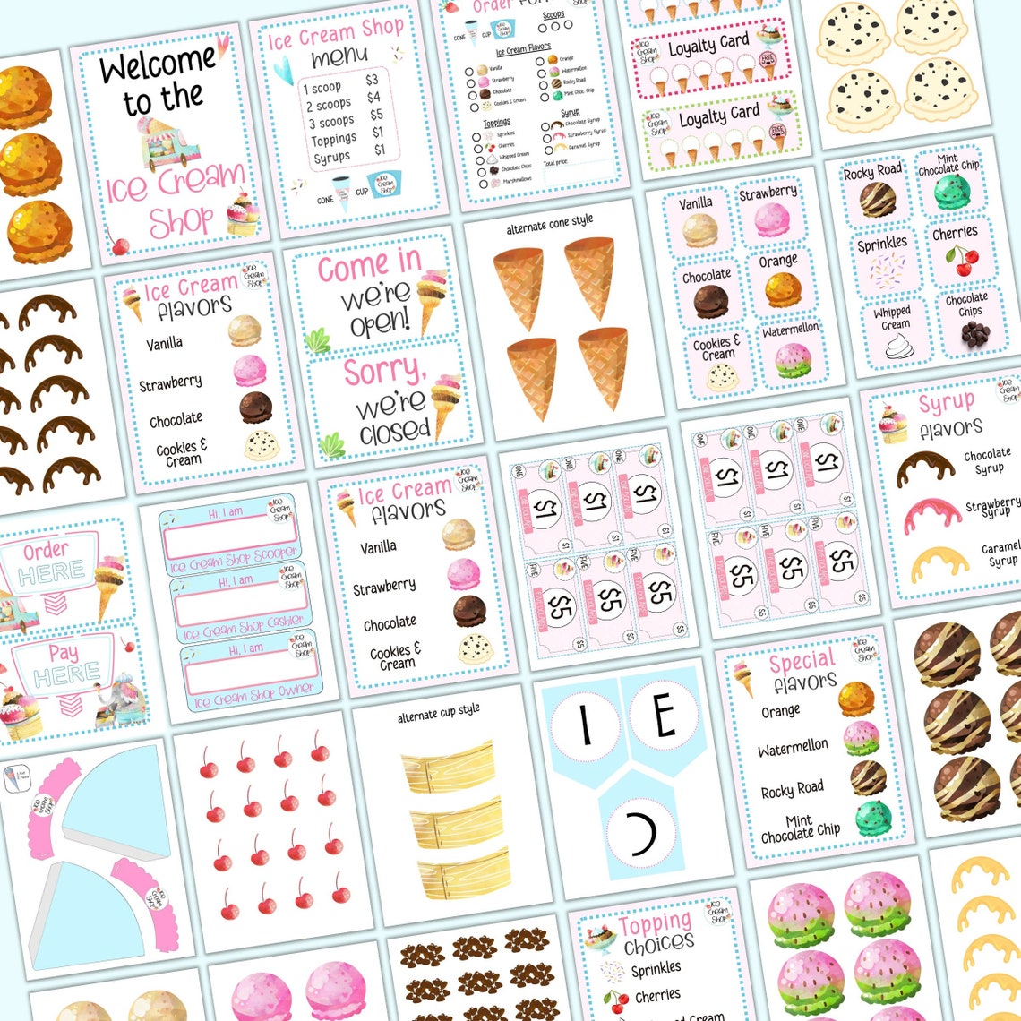 Ice Cream Shop Dramatic Play Printables - Pretend Play Ice Cream Parlor ...