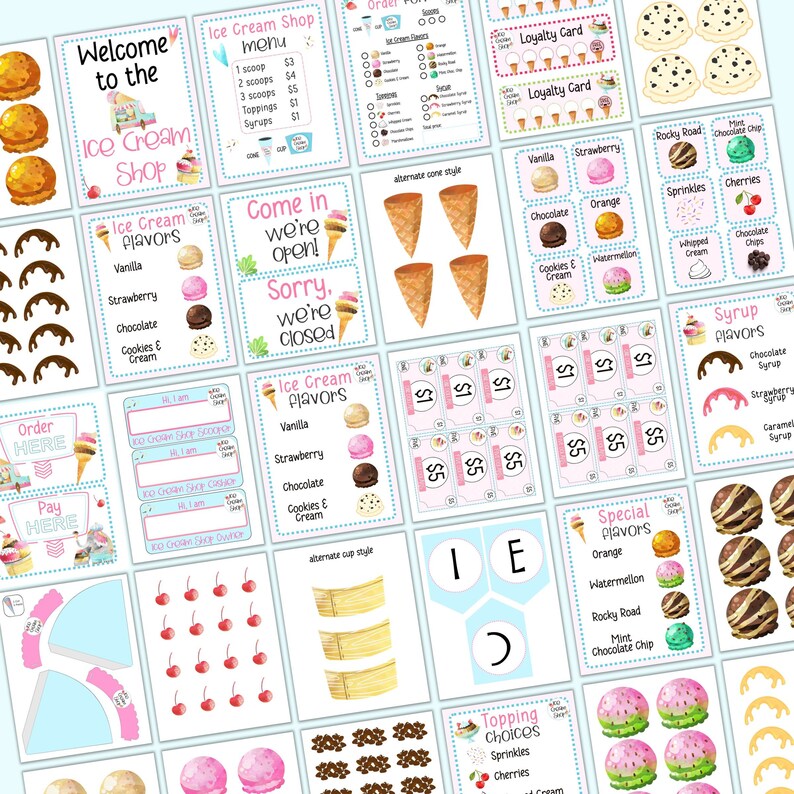 Ice Cream Shop Dramatic Play Printables - Pretend Play Ice Cream Parlor ...