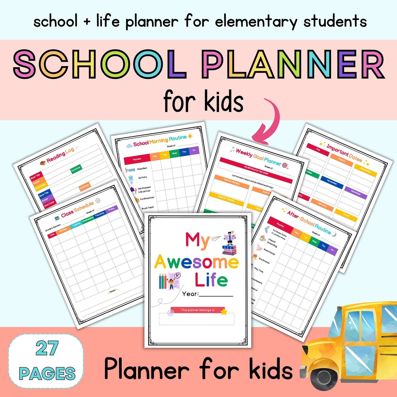 Student Planner for Kids - Kids School Planner - School and Life ...