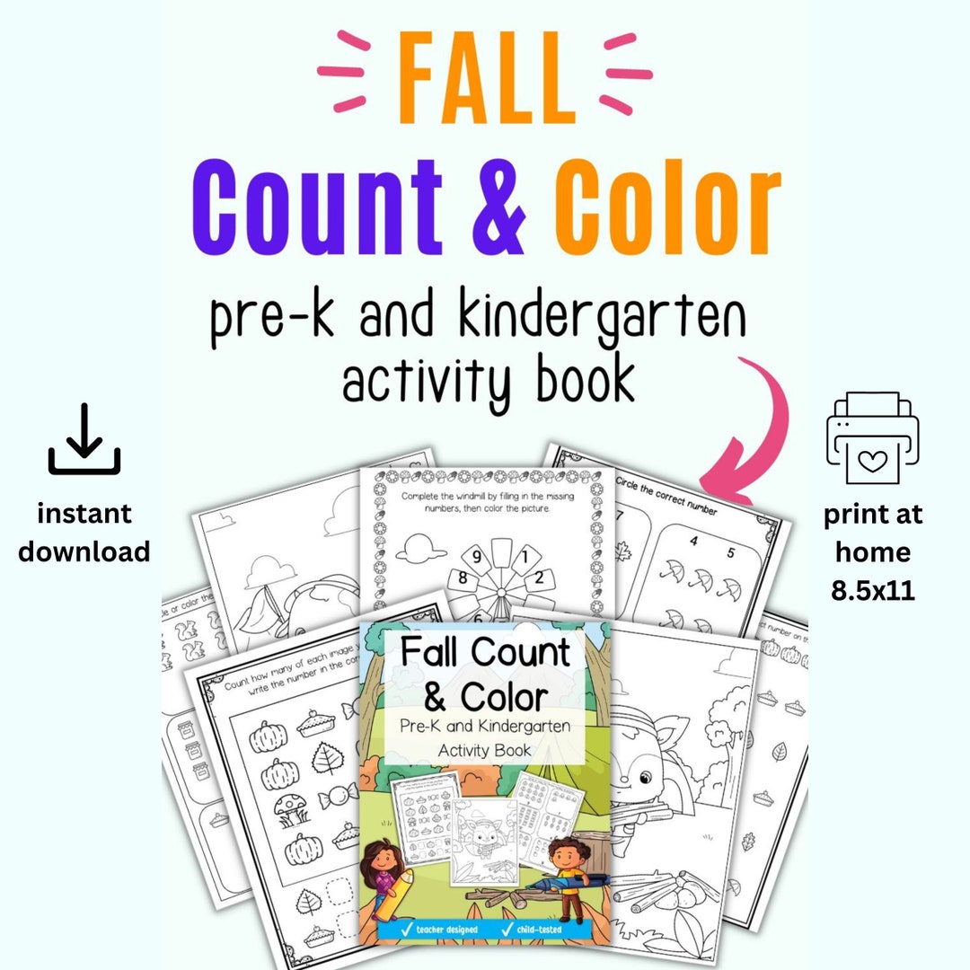 Pre-k and Kindergarten Math Activity Book for Fall - Fall Counting ...