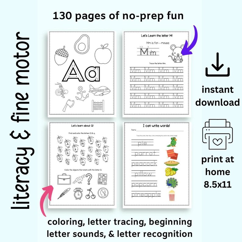 Alphabet Worksheet Bundle - 130 Pages of Alphabet Handwriting ...