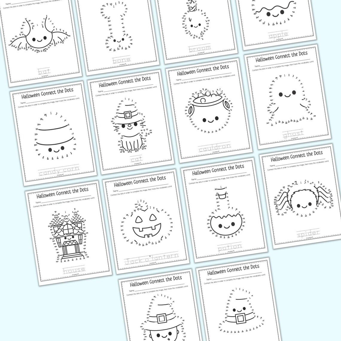 Halloween Connect the Dots Worksheets - Halloween Dot to Dots for ...