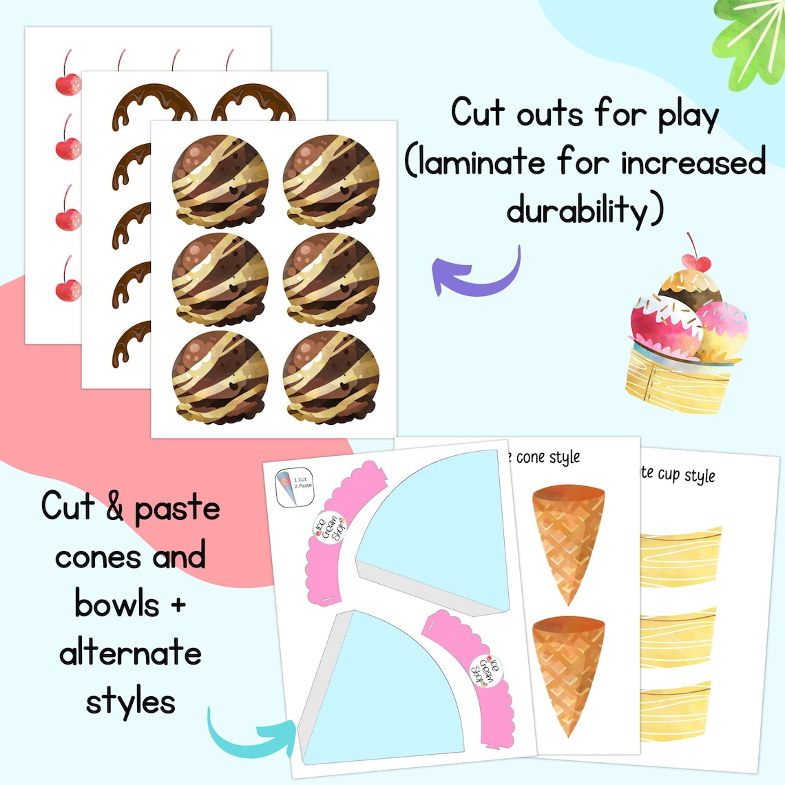 Ice Cream Shop Dramatic Play Printables - Pretend Play Ice Cream Parlor ...