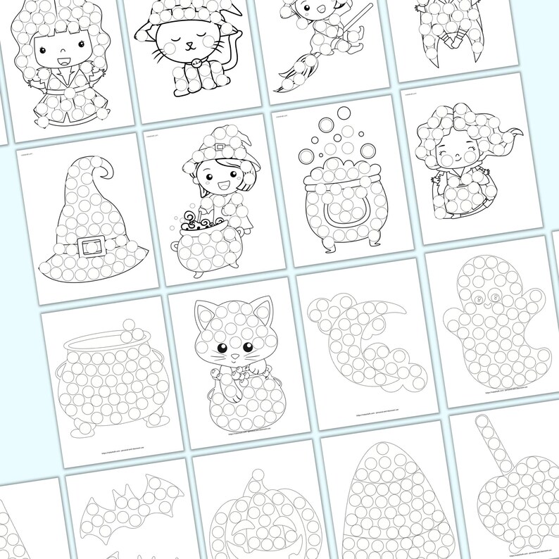 Halloween Dot Marker Coloring Pages Printable - Dot Markers Activity ...