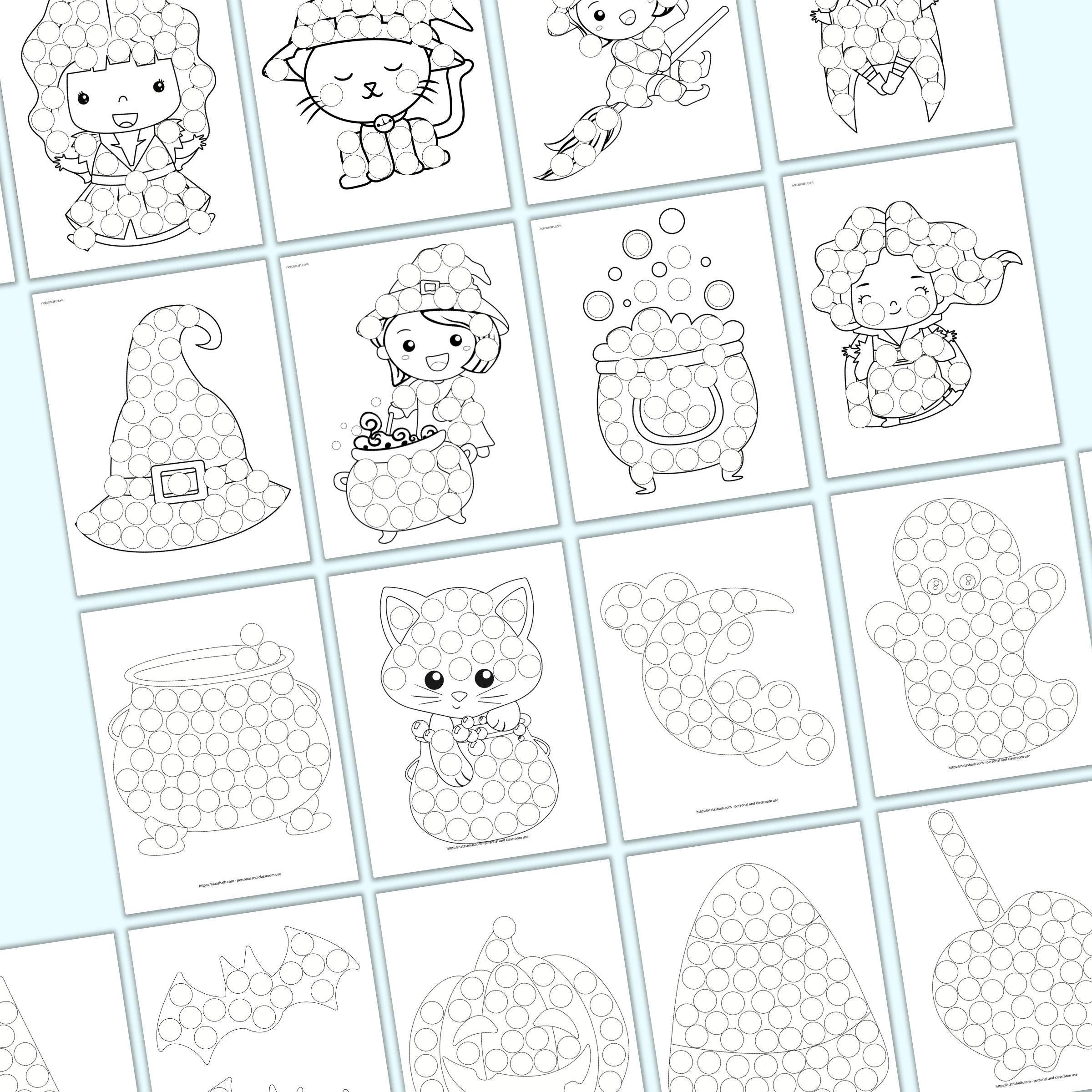 Halloween Dot Marker Coloring Pages Printable - Dot Markers Activity ...