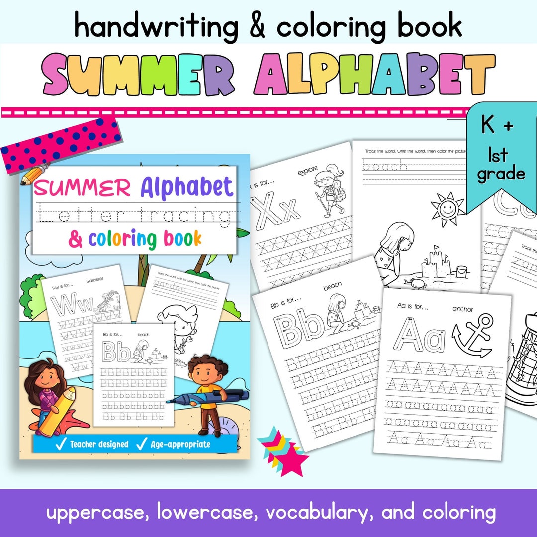 Summer Alphabet Handwriting Workbook and Coloring Pages for ...
