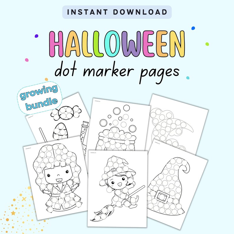 Halloween Dot Marker Coloring Pages Printable Dot Markers Activity Dab ...