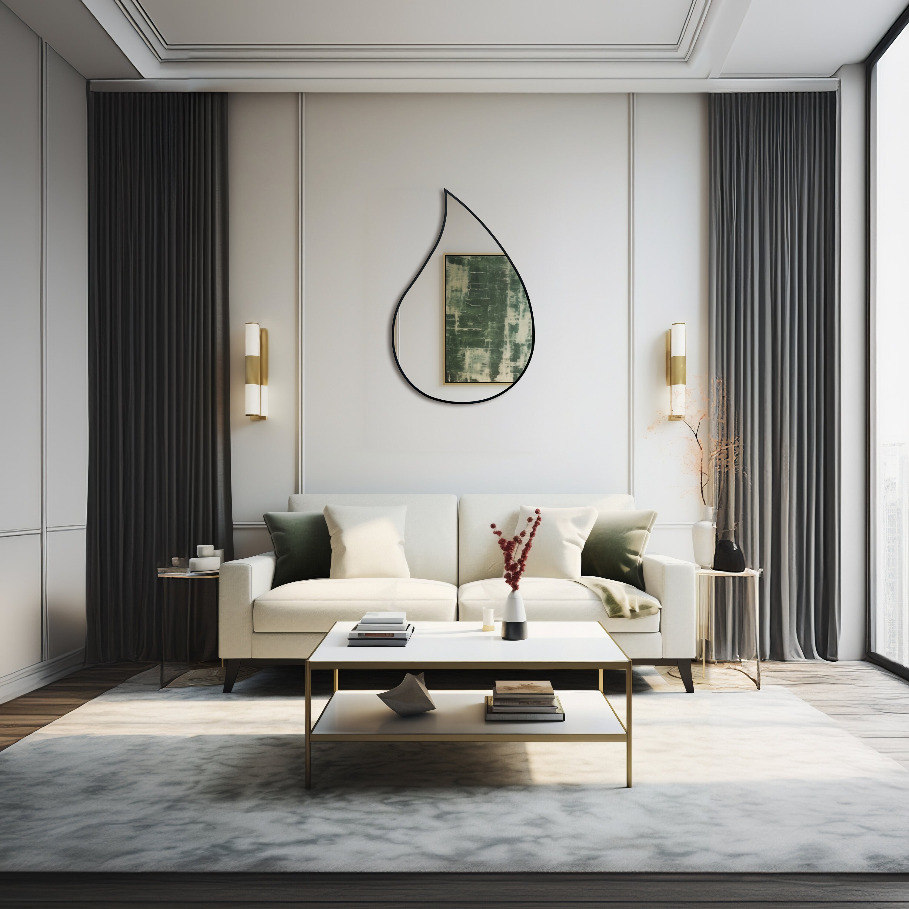 Waterdrop Shaped Wall Mirror, Raindrop Mirror, Entryway Mirror, Mirror ...