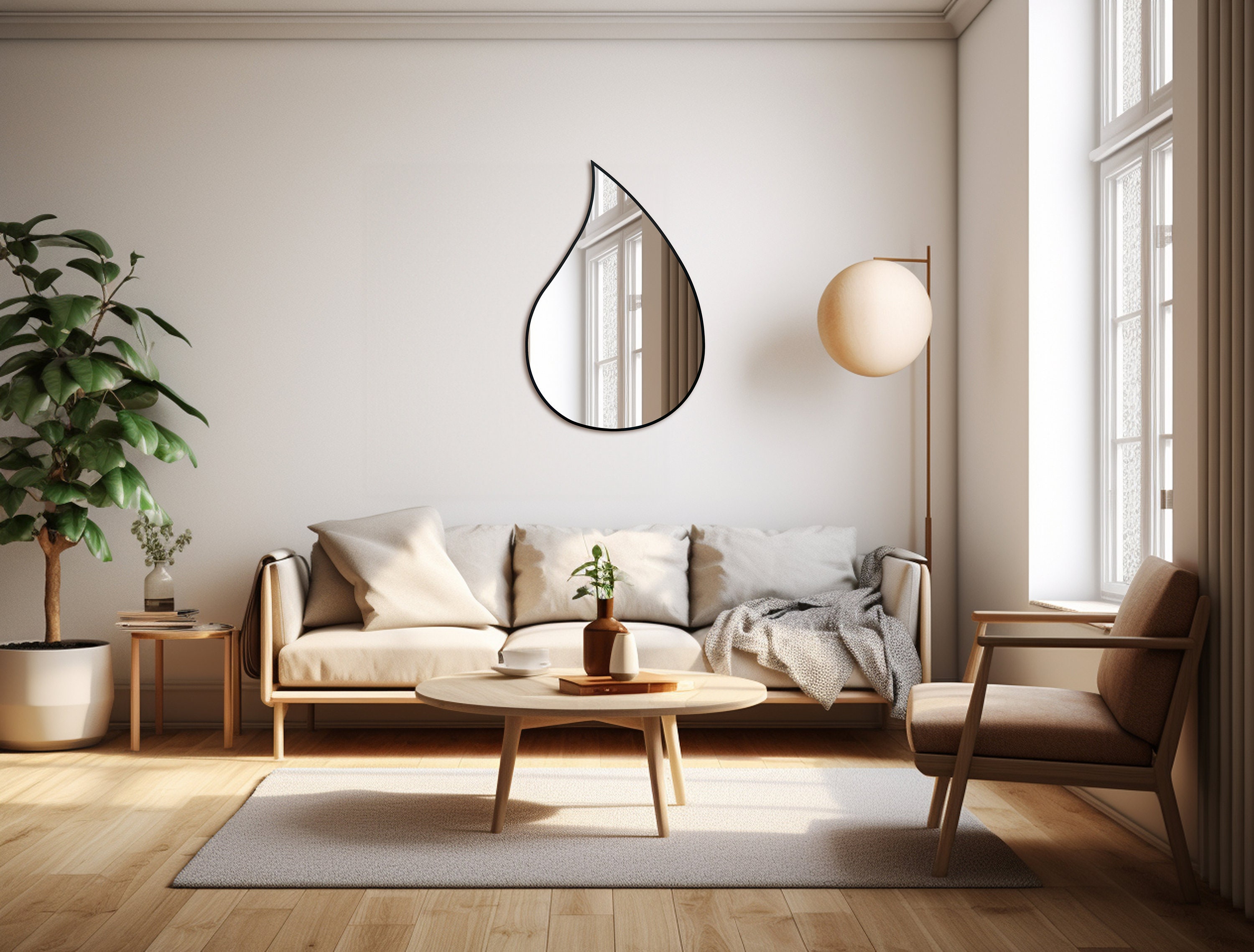 Waterdrop Shaped Wall Mirror, Raindrop Mirror, Entryway Mirror, Mirror ...