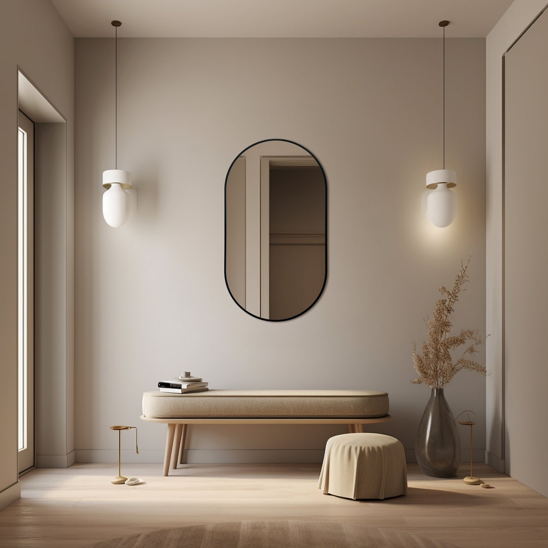 Vertical Oval Wall Mirror, Pill Shaped Mirror, Mirror Wall Decor ...