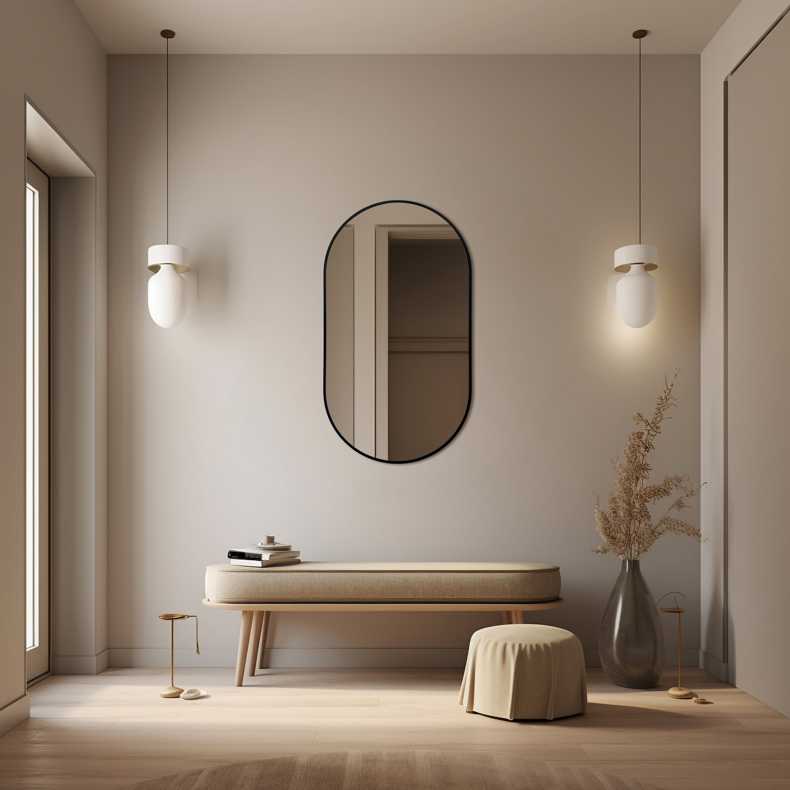 Vertical Oval Wall Mirror, Pill Shaped Mirror, Mirror Wall Decor ...