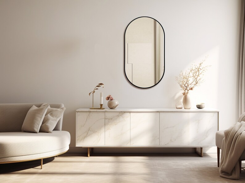 Vertical Oval Wall Mirror, Pill Shaped Mirror, Mirror Wall Decor ...