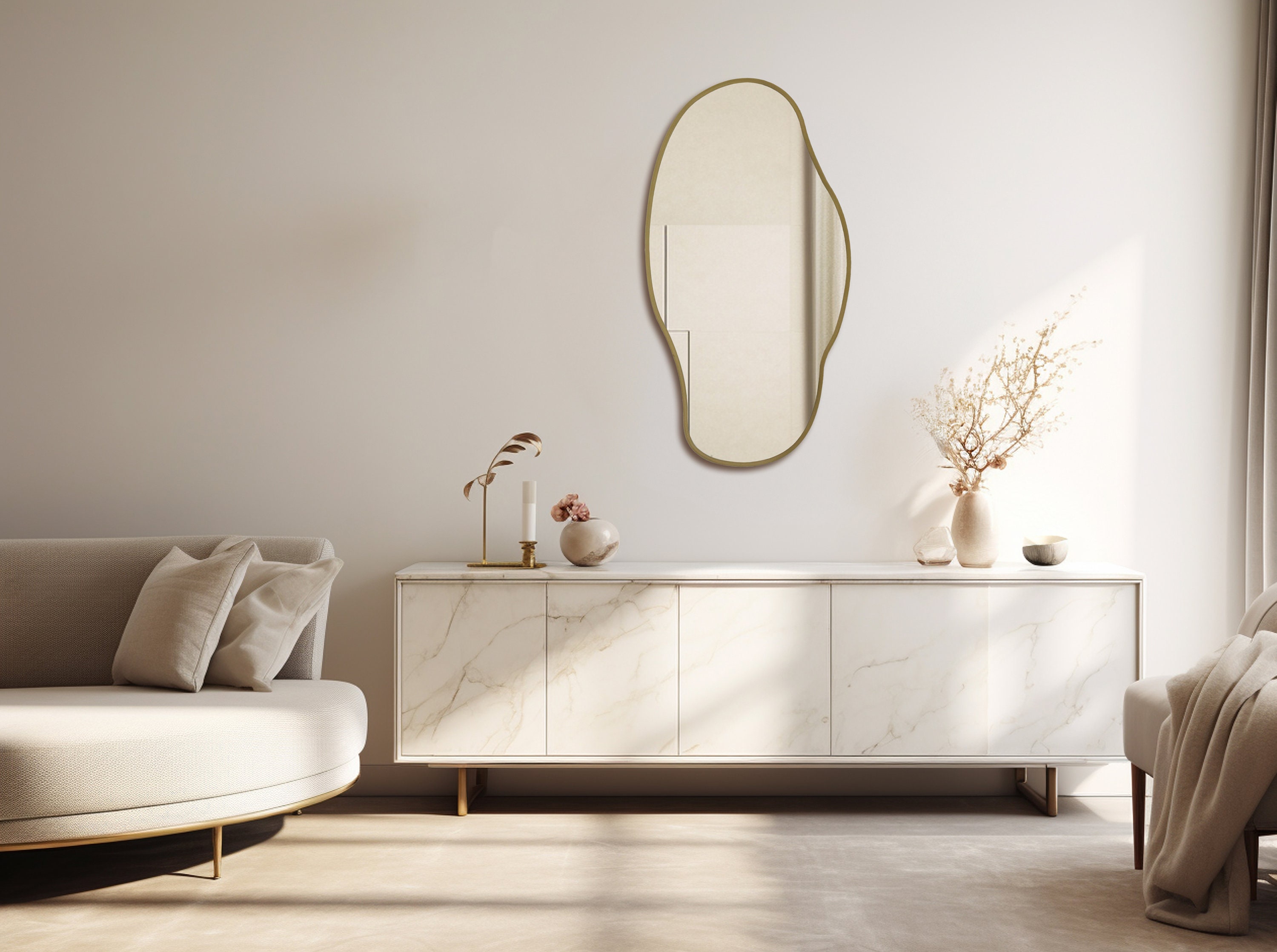 Modern Asymmetrical Mirror, Aesthetic Home Mirror, Bathroom Mirror ...