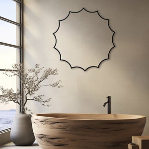 Elegant Wave-edged Wall Mirror, Round Wavy Mirror, Scalloped Mirror ...