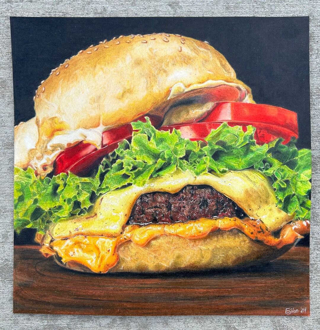 Cheeseburger Cravings- Original Drawing - Etsy