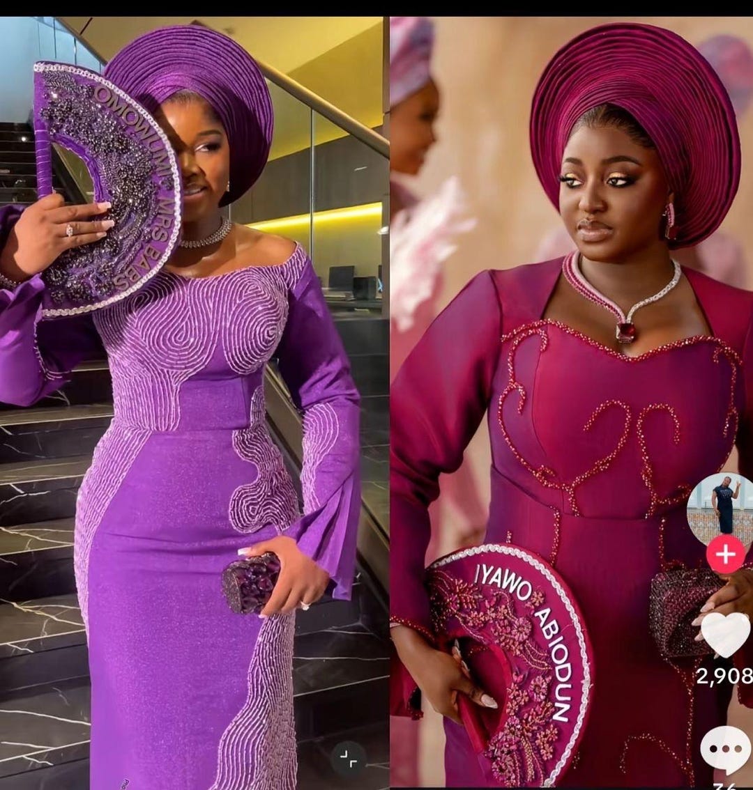 African Wedding Hand Fan: Asoebi, Igbo & Yoruba Traditions - Etsy