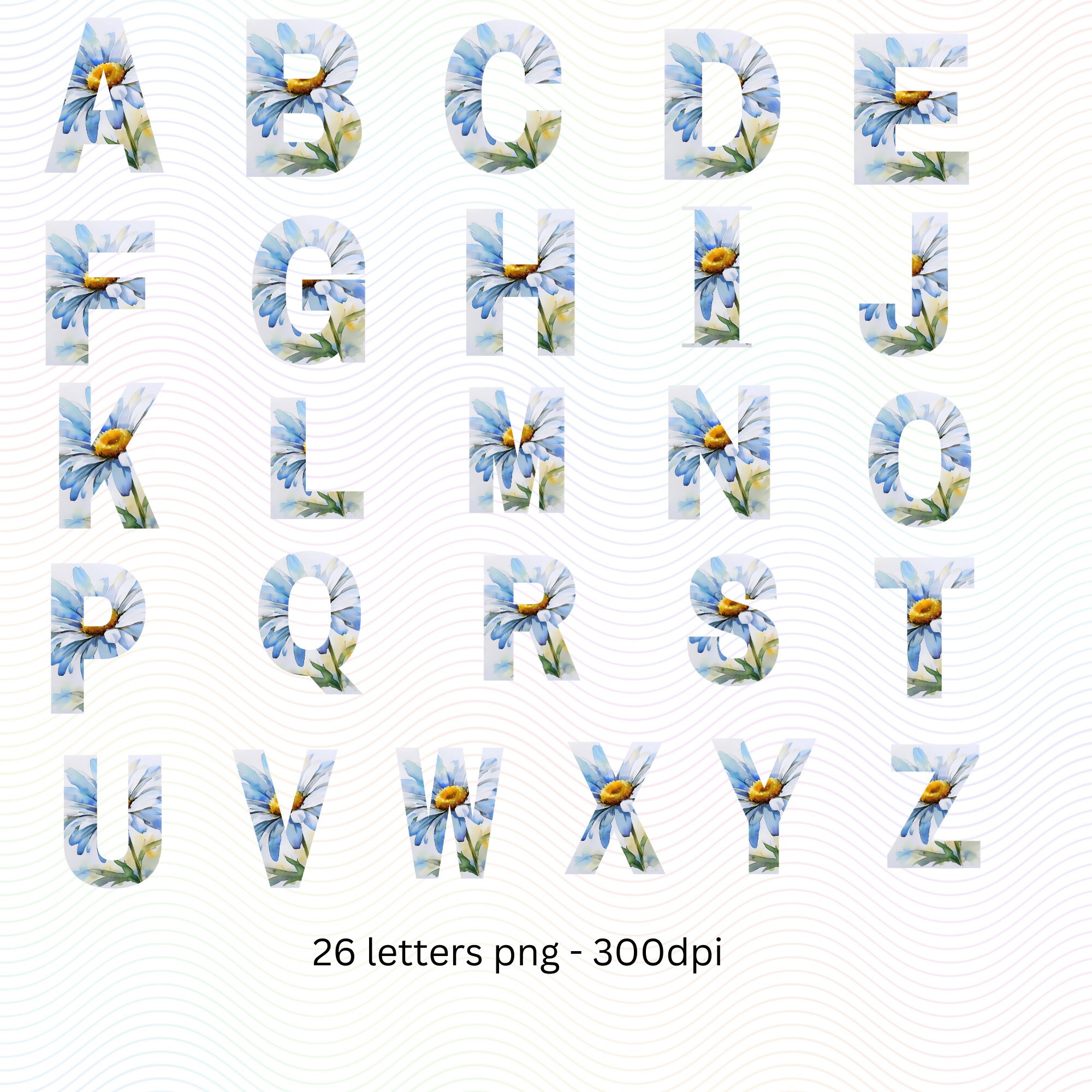 Daisy Alphabet Digital Download Clip Art, Personal and Commetial Use ...