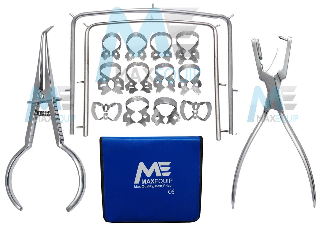 New Rubber Dam Starter Kit of 18 Pcs With Frame Punch Clamps Dental ...