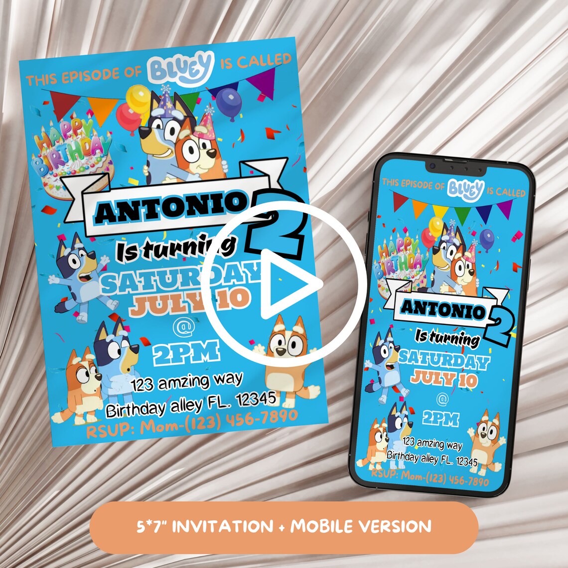 Bluey Birthday Invitations, Bluey Invitations, Bluey Birthday ...