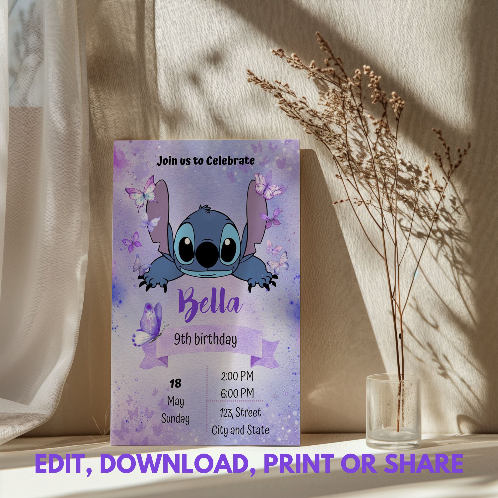 Stitch Birthday Invitations, Stitch Birthday Invites, Stitch Invitation ...