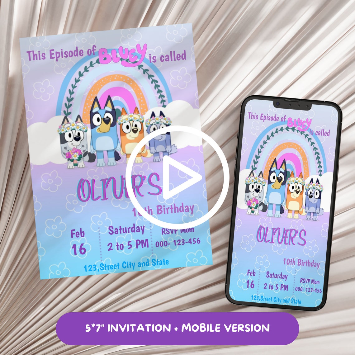 Kids Bluey Birthday Invitation, Blue Dog Invitation, Bluey Boy Invite ...