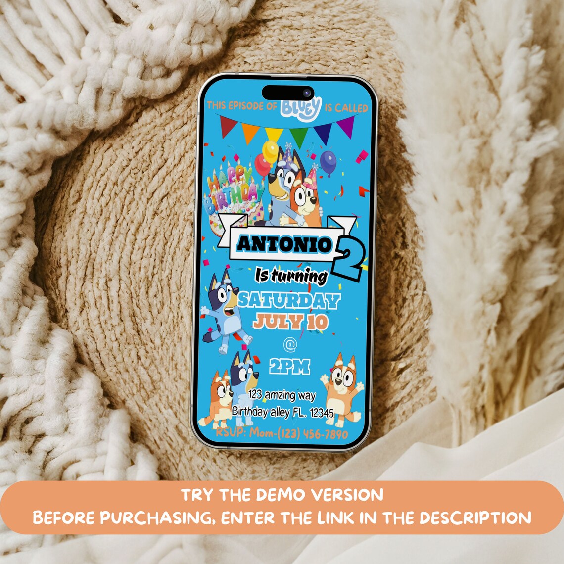 Bluey Birthday Invitations, Bluey Invitations, Bluey Birthday ...