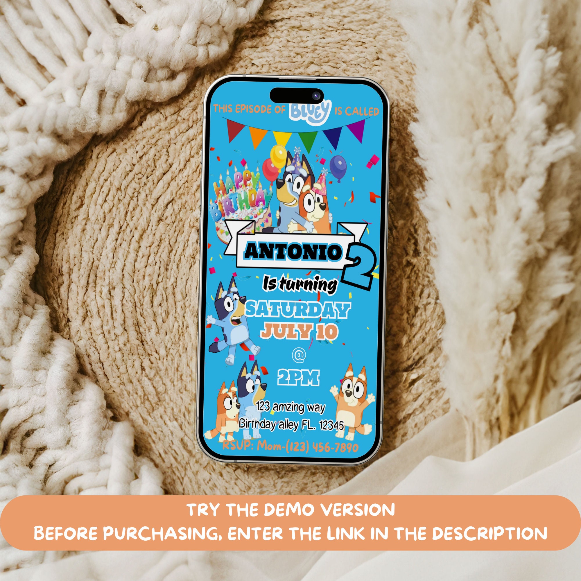 Bluey Birthday Invitations, Bluey Invitations, Bluey Birthday ...