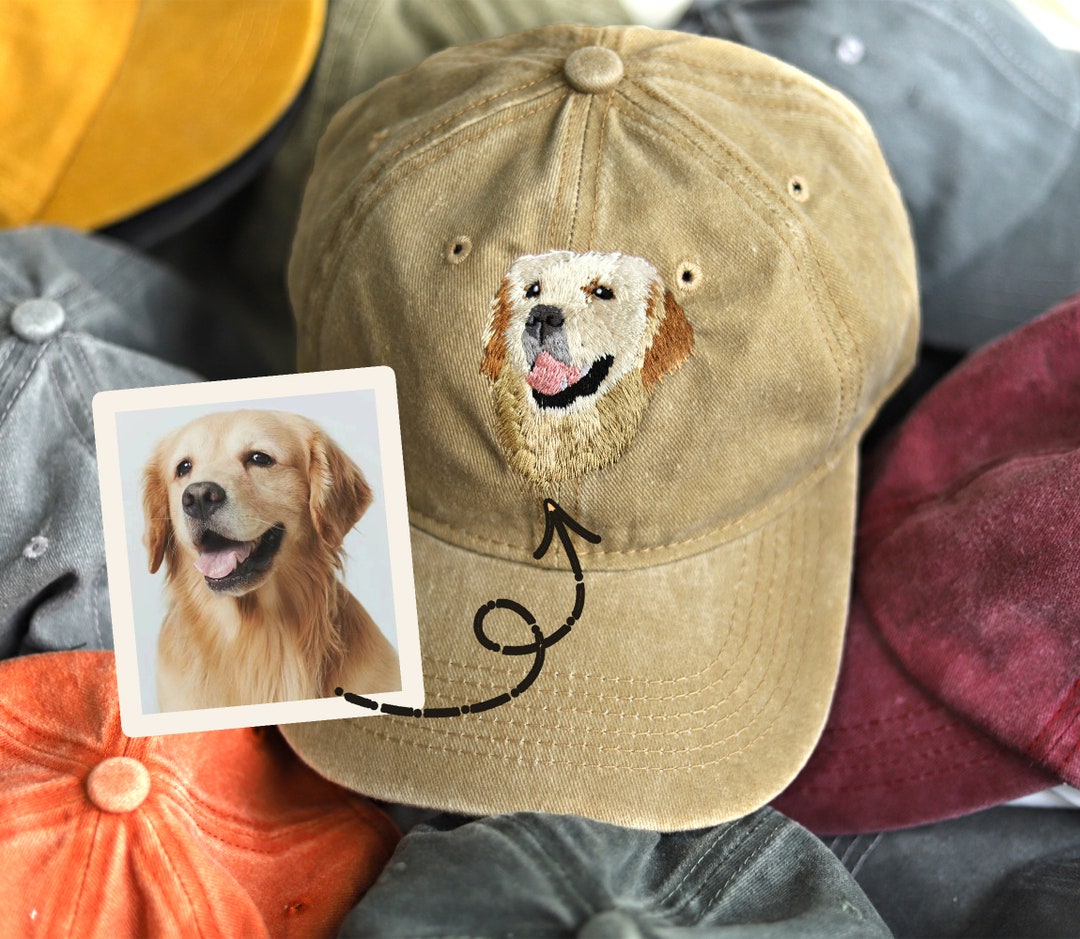 Custom Embroidered Pet Photo Hat: Personalized Dog or Cat Baseball Cap ...
