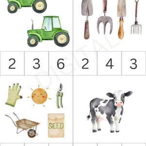 Watercolor Farm Number Matching Cards (1-10), Digital Download, TK ...