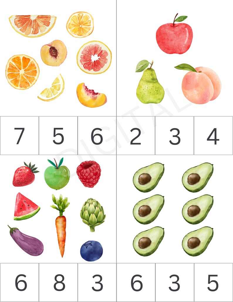 Watercolor Farm Number Matching Cards (1-10), Digital Download, TK ...