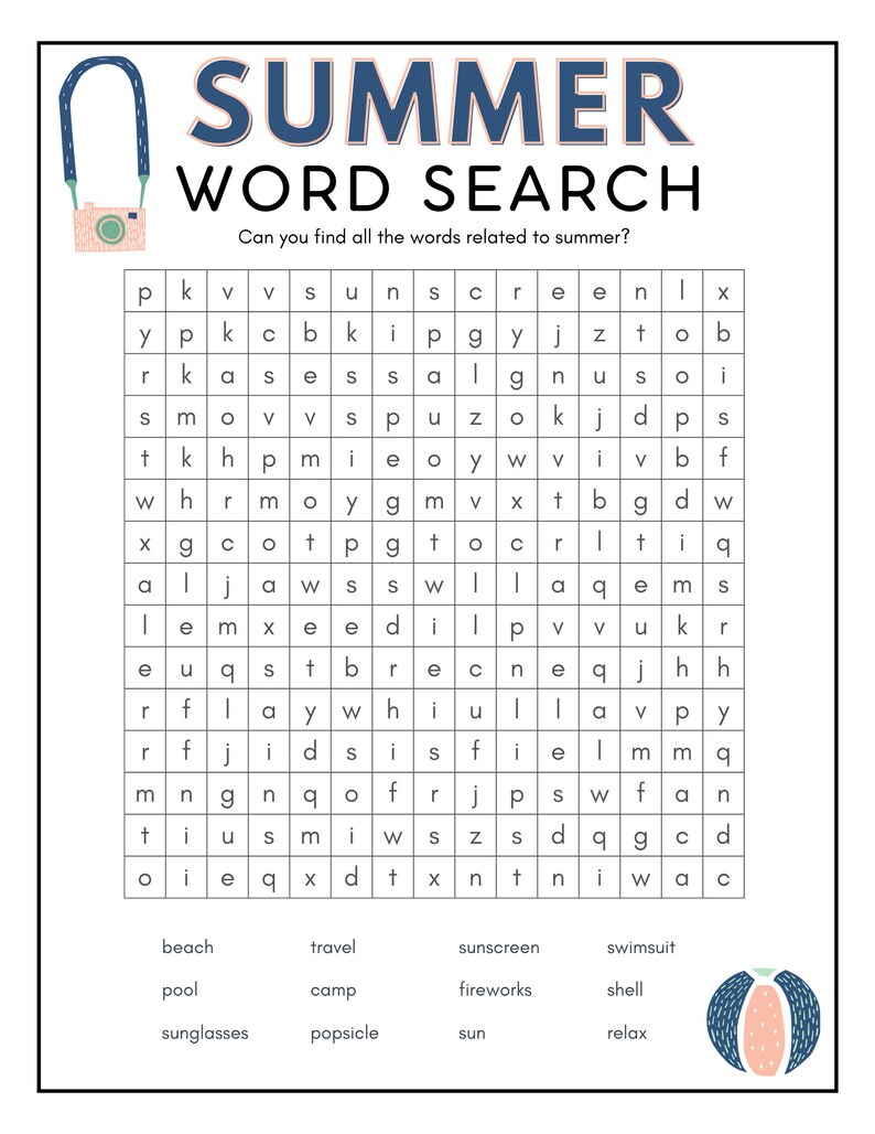 Summer Fun Activity Book, Word Search, Summer Reflection, Word Scramble ...
