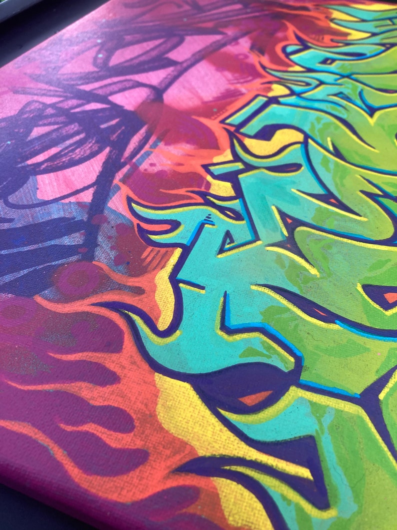 RESKEW Flames Graffiti Canvas Done With Spraypaint and Paint Markers - Etsy