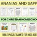 Ananias and Sapphira Bible Puzzle Games - Christian Homeschool ...