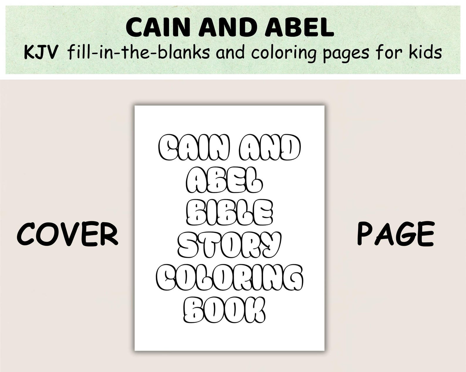 Cain and Abel, Fill in the Blanks & Coloring Pages for Kids, Sunday ...