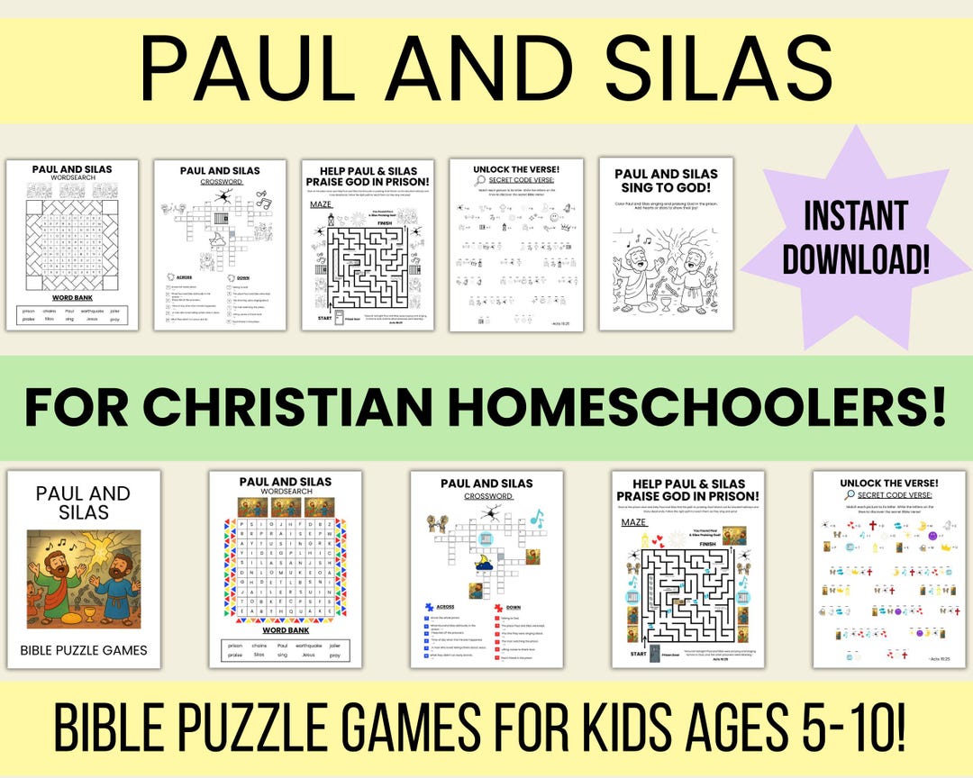 Paul and Silas Homeschool Bible Activities - Christian Worksheets and ...