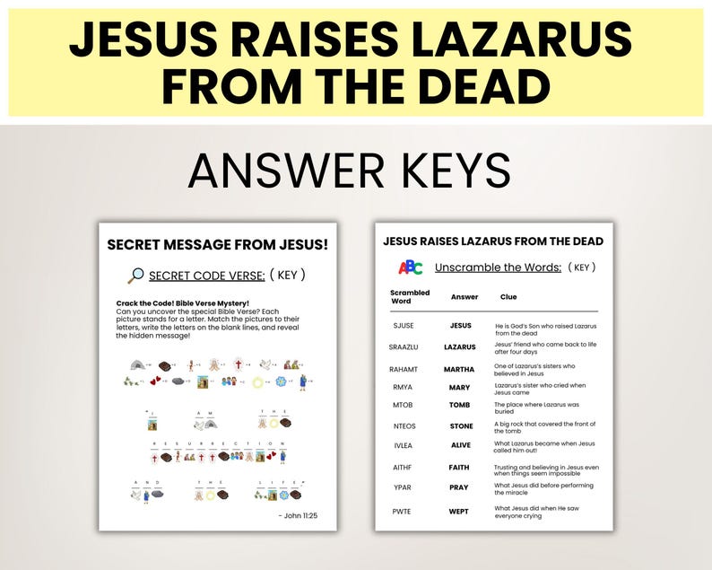 Christian Homeschool Printable Bundle - Jesus Raises Lazarus From the ...