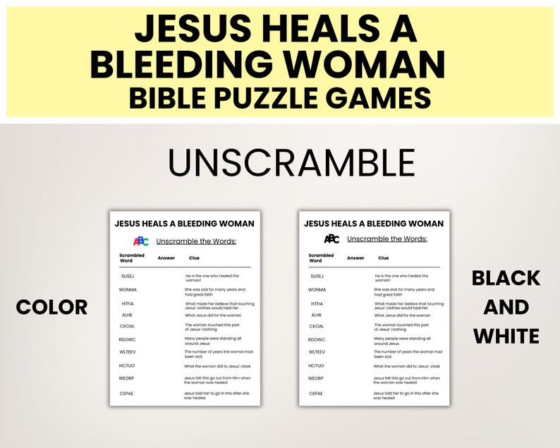 Jesus Heals a Bleeding Woman Sunday School Printable - Bible Puzzle ...