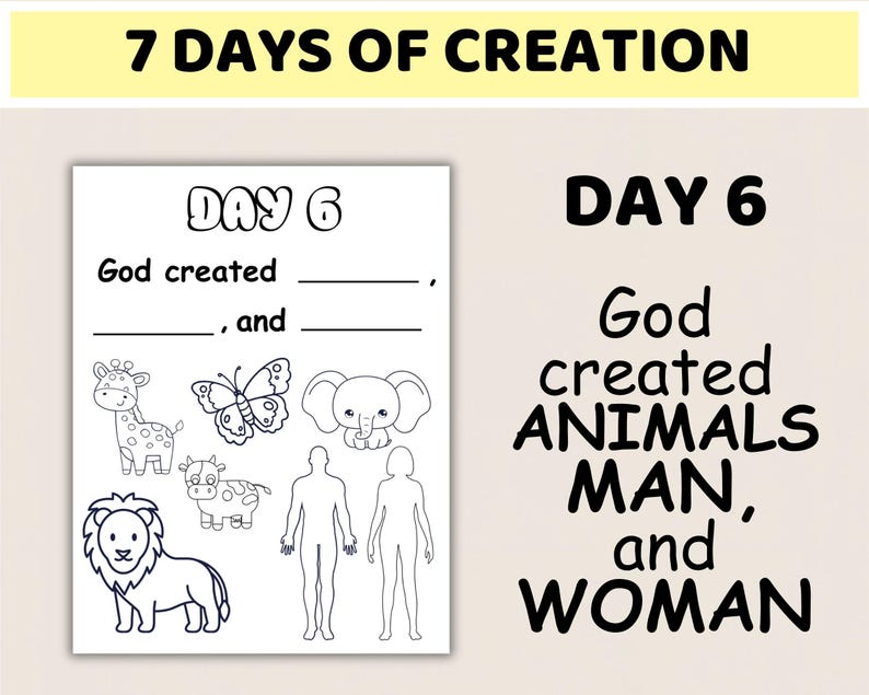 7 Days of Creation Printable Coloring Pages & Fill-in-the-blanks for ...