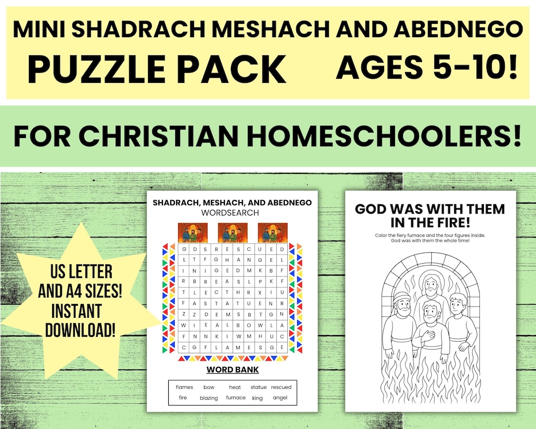 Shadrach Meshach and Abednego Bible Worksheets - Christian Homeschool ...