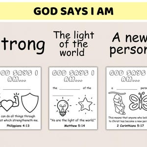 God Says I Am Coloring Craft for Kids - Fill in the Blanks Bible ...